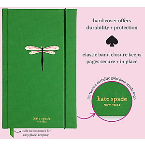 Kate Spade New York Take Note Large Notebook Journal, Green Cloth Hardcover Journal, Diary Includes 168 Lined Pages, Dragonfly Flight