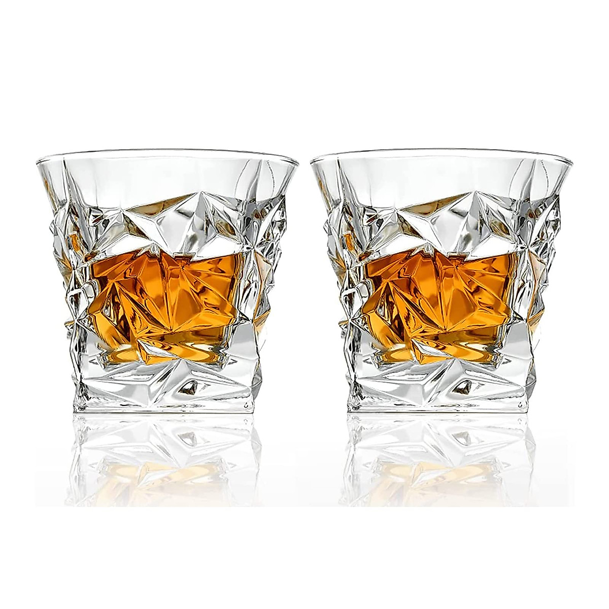 MJZQCD Whiskey Glasses Set of 2, 9 OZ 260ml Old Fashioned Glasses,Bar Glasses, For Scotch Cocktail Rum Cognac Vodka Liquor.Bourbon Glasses, Parties, Bars, Gifts, Restaurants and Home …