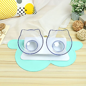 Luck Dawn Double Elevated Cat Bowls with Raised Stand, 15 Tilted cat Bowl Design Neck Guard Stand Raised Pet Food Water Feeder Bowl for Cats or Small Dogs