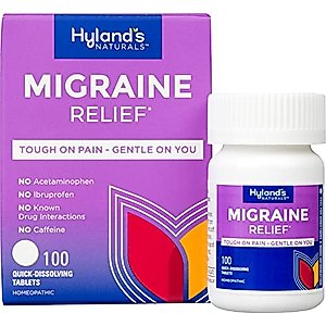 Hyland's Naturals Migraine Headache Natural Pain Relief Tablets, Pack of 1, 100 Count (Packaging May Vary)