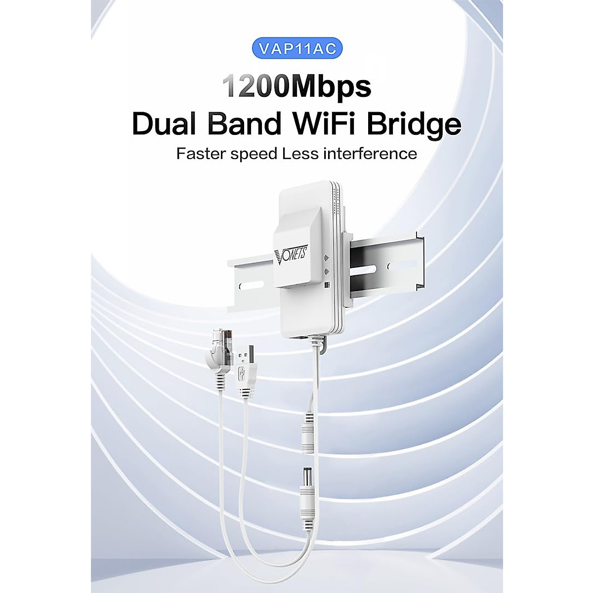 Vonets WiFi Extender 2023 Release AC1200 2.4GHz/5GHz Dual Band WiFi Bridge/WiFi to Ethernet/Broader Coverage Than Ever with 1 RJ45 (10/100Mbps) USB/DC Powered for DVR/IP Camera/WiFi Repeater with Fan