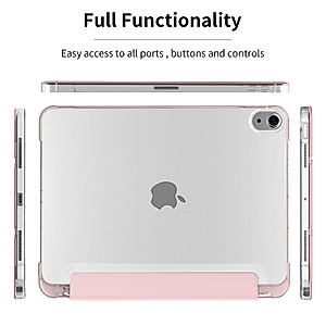 Kenke for iPad Air 6th Generation Case 11 inch (2024) iPad Air 5th Generation Case (2022) / iPad Air 4th Generation Case (2020) 10.9 Inch Case with Pencil Holder & Soft TPU Back Shell (Light Pink)