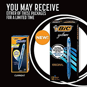 BIC RLC11-BLUE Gel-ocity Retractable Gel Pen, Medium Point (0.7 mm), Blue, 12-Count