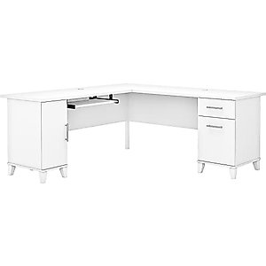 Bush Furniture Somerset 72W L Shaped Desk with Storage in White