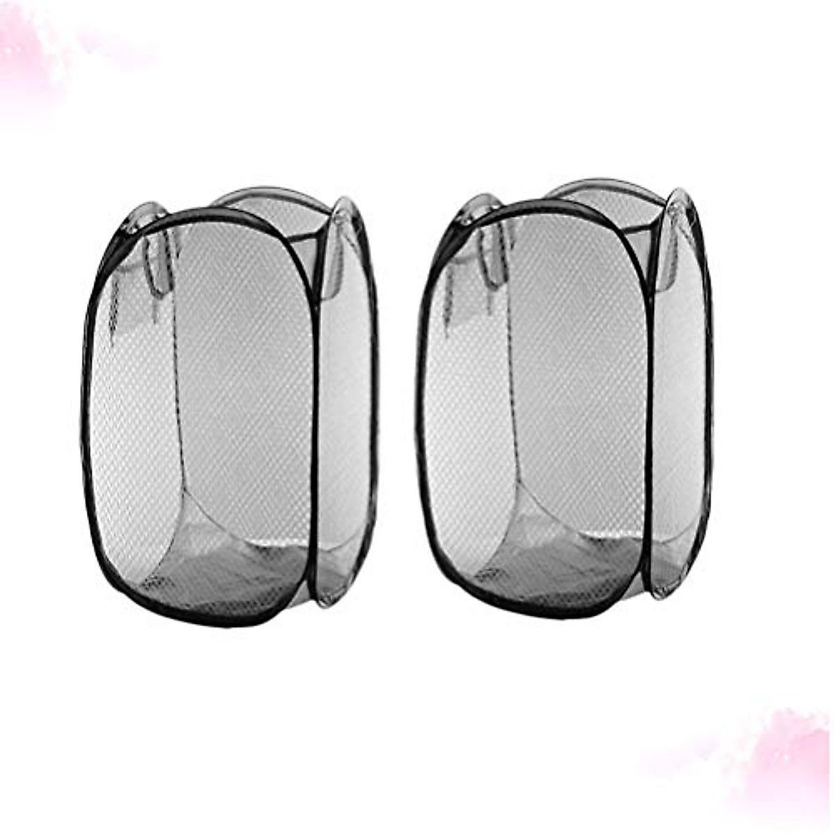 Yardwe Popup Mesh Laundry Basket, 2PCS Collapsible and Portable Clothes Washing Laundry Hamper for Laundry Room, Bathroom, Kids Room, College Dorm or Travel (Black, 30x30cm)