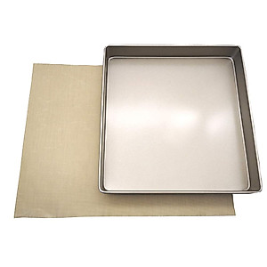 POKALI Carbon Steel Square Nonstick baking sheet cake pan, Cheesecake Square Bakeware Roasting Tray +1Reusable Baking Sheet Liners(11inch)