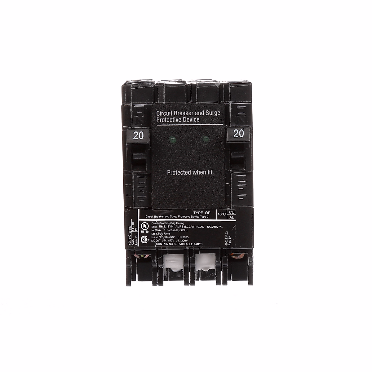 Siemens QSA2020SPD Whole House Surge Protection with Two 20-Amp Circuit Breakers for Use Only on Siemens Panels