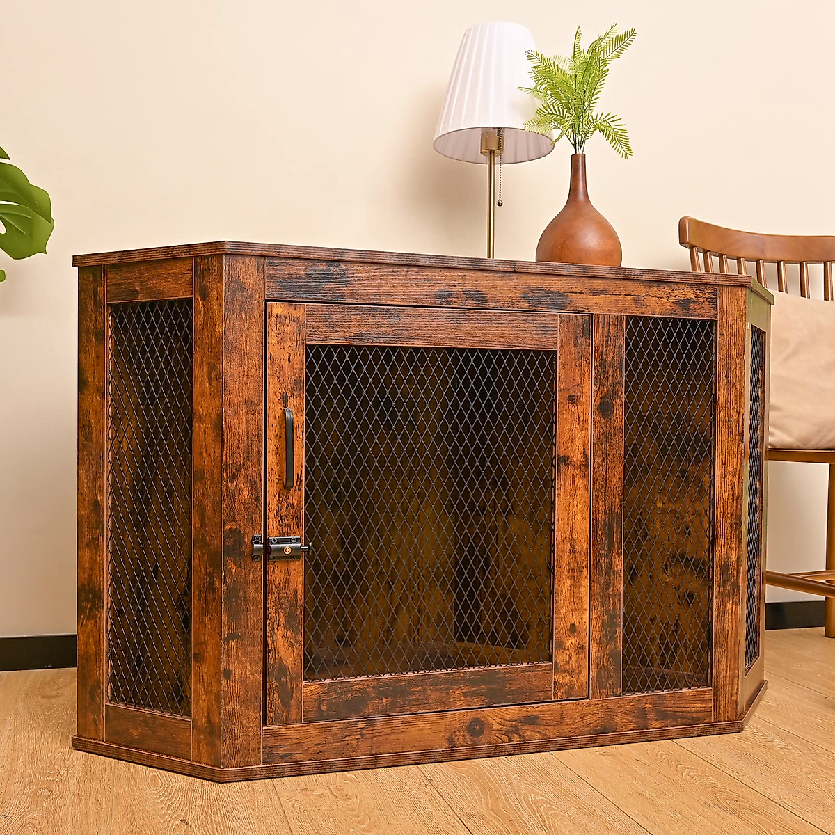 Saicheng Dog Crate Furniture, Corner Dog Crate, Wooden Dog Kennel Indoor, End Table, Dog Furniture for Small Medium Dogs