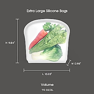 KVK Reusable Silicone Bags - 3 Pack Flat Silicone Sous Vide Bags - Half Gallon Bags Double Lock Leakproof Large Silicone Food Storage Bags Oven Freezer Dishwasher Safe - Clear