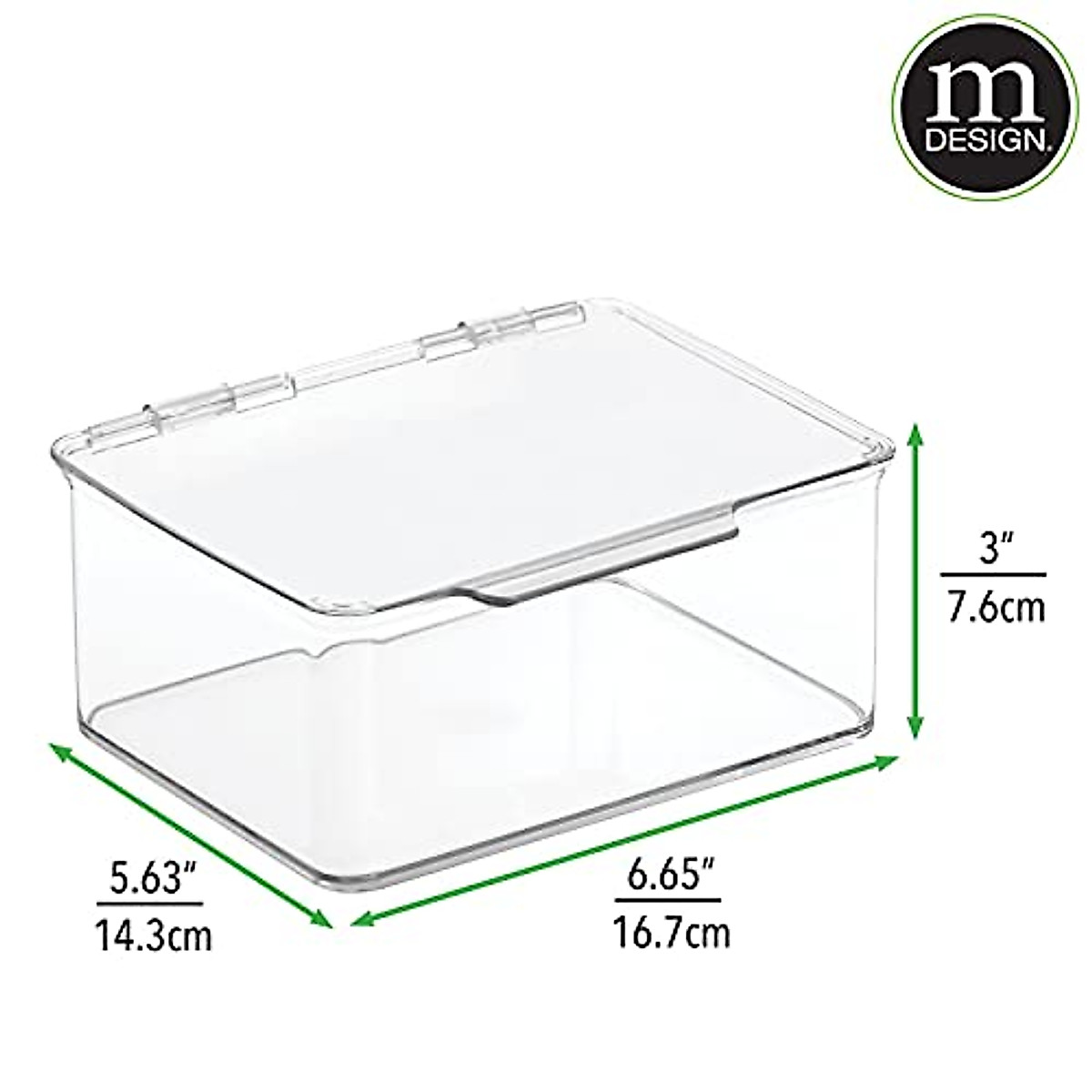 mDesign Plastic Playroom and Gaming Storage Organizer Box Containers with Hinged Lid for Shelves or Cubbies, Holds Small Toys, Building Blocks, Puzzles, Markers, Controllers, or Crayons, 4 Pack, Clear
