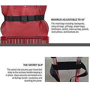 Travel Belt for Luggage Strap to Attach Bag to Suitcase Airport Travel Accessories Stylish & Adjustable Or Applies to Slim Belt for Women & Men (Black)