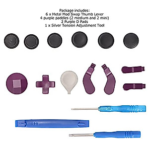 Gaming Accessory Replacement Parts, Removable Purple Multifunction Controller Accessory Kit Stainless Steel for Game Controller