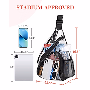 HULISEN Clear PVC Sling Bag Stadium Approved, Backpack with Adjustable Strap