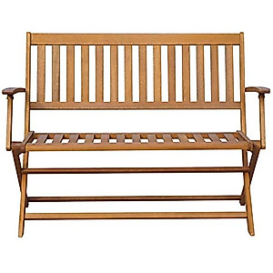 Festnight Folding Outdoor Garden Bench Wooden Patio Porch Chair Seat with Backrest and Armrest Solid Acacia Wood Courtyard Decoration Park Outdoor Furniture