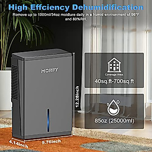 MORFY Portable Quiet Dehumidifiers for Home, 6800 Cubic Feet(700sq ft) 85 OZ Small with Drain Hose and Auto Shut Off for Bedroom Bathroom RV Laundry Room or Closet