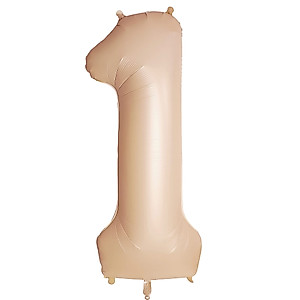 Number 1 Balloons Retro Apricot First Birthday Decorations Light Brown One balloon for 1st Birthday Girl Decoration Large 40 Inch Digital 1 Year Old Nude Ballons Neutral Balloon Caramel 1