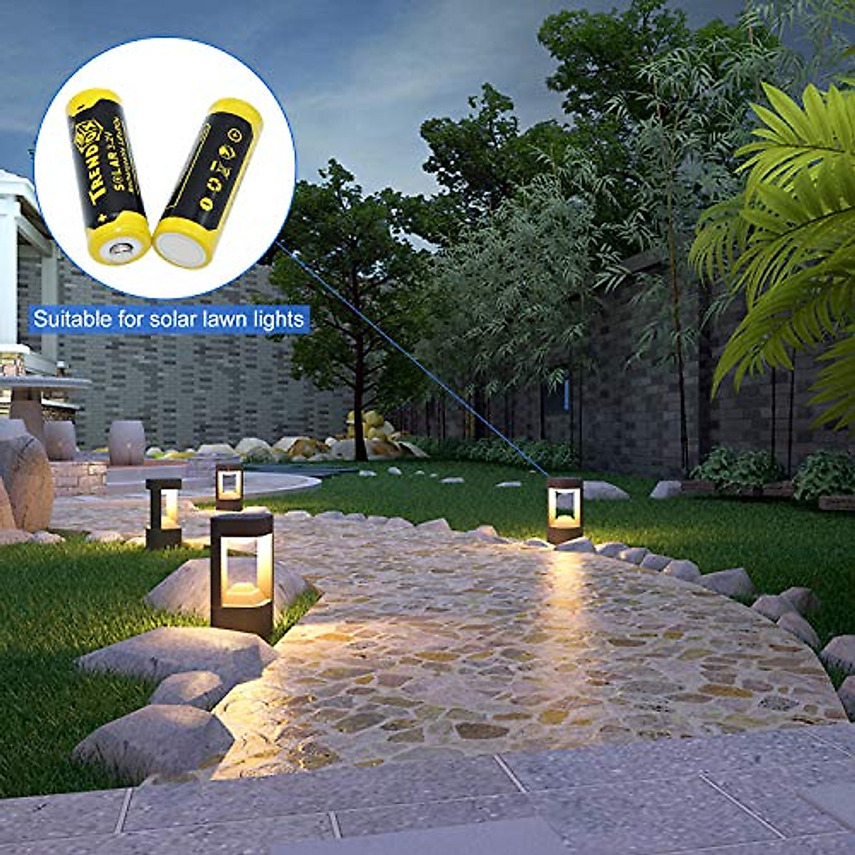 TRENDBOX 14430 3.2V 450mAh Battery LiFePo4 Rechargeable Solar Batteries for Outdoor Garden Light 8 Pack