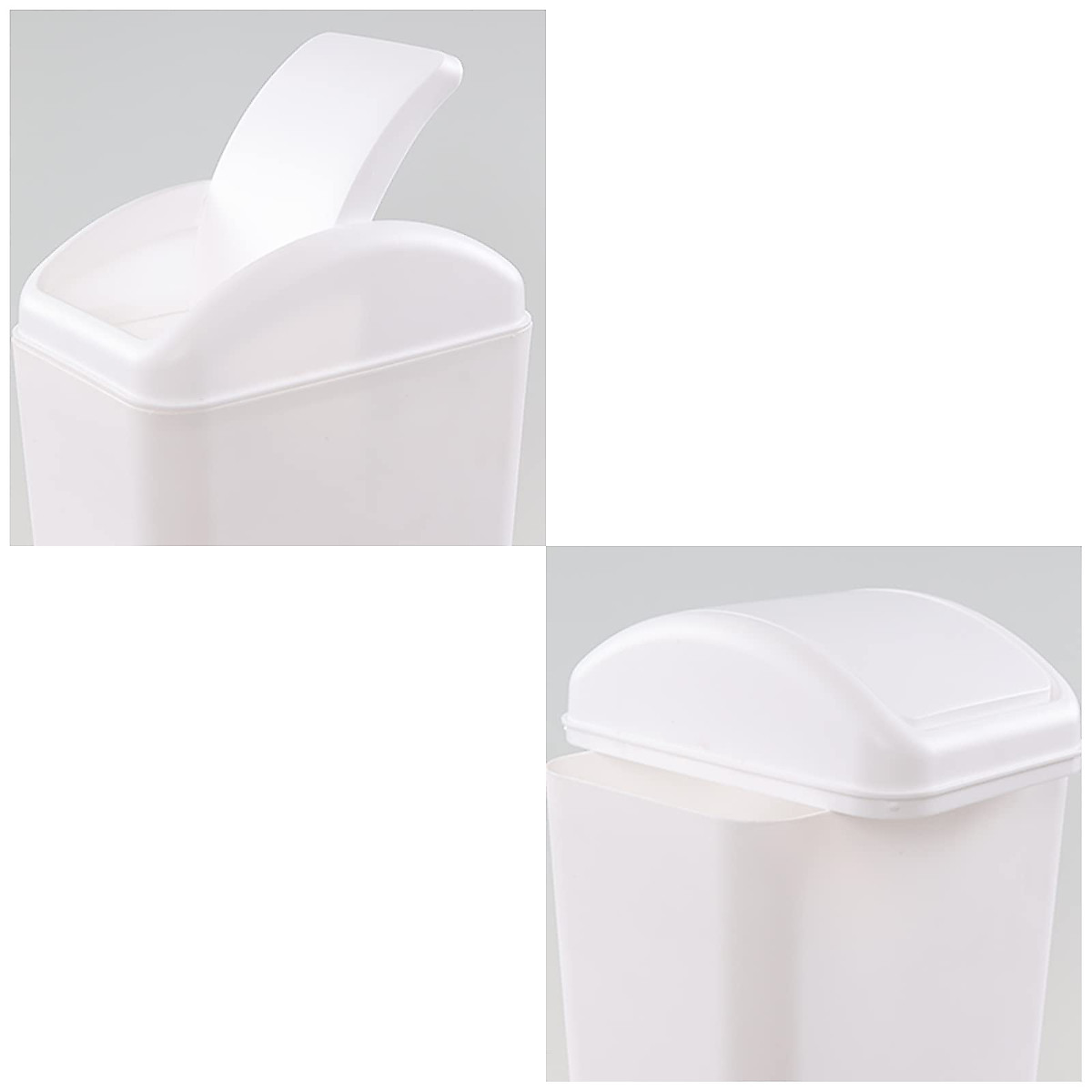 Morcte 3.5 Gallon Plastic Small Garbage Bin with Swing-top Lid, Swing Lid Trash Can, White