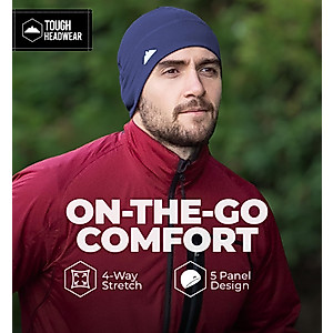 Tough Headwear Skull Cap - Skull Caps for Men and Women - Motorcycle Bike or Football Helmet Liner - Warm Mens Womens Head Liners - Winter Running Beanie Hat - Navy Blue