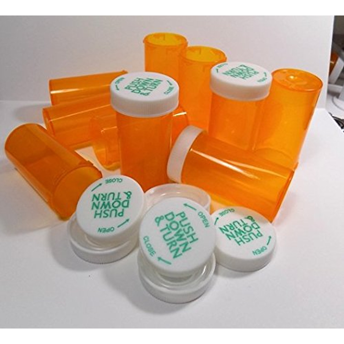 Plastic Prescription RX Vials/Bottles 50 Pack w/Caps 8 Dram Size-New