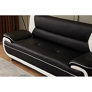 Kingway Furniture Lilian Faux Leather Livingroom Sofa in Blackwhite