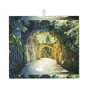Gasse Printed Drying Mat For Kitchen Ultra Absorbent Microfiber Dishes Drainer Mats Non-Slip Silicone Quick Dry Pad - 18 X 16inch