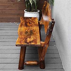 ARINAL Outside Bench Outdoor Patio Bench, Durable Carbonized Wooden Garden Bench with Backrest, 3-People Country Style Outdoor Seat for Garden, Courtyard, Backyard Outdoor Garden Bench (Size : 120cm)