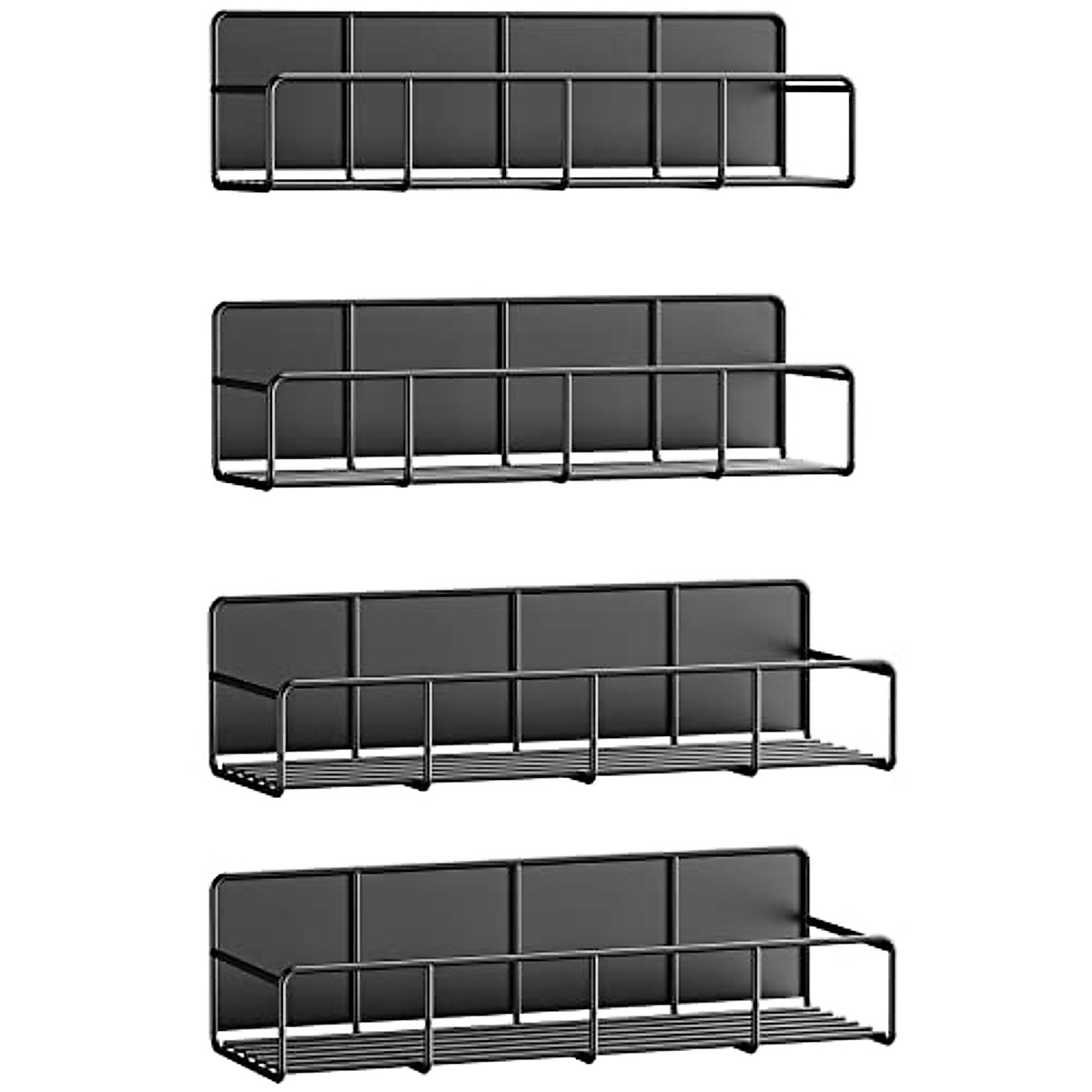 Sisfung Magnetic Spice Rack, Spice Rack Organizer for Refrigerator or Microwave Oven, Magnetic Shelf Kitchen organization (Black)