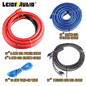 LEIGESAUDIO 0 Gauge Amp Wiring Kit Complete 0 AWG Amplifier Installation Wiring Kit - Car Subwoofer Wiring Kit Helps You Make Connections and Brings Power to Your Radio, Subwoofer and Speakers