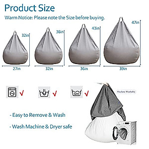 Stuffed Animal Storage Bean Bag Cover (No Filler) Extra Soft Beanbag Seat Chair Covers-Cotton Linen Memory Foam Beanbag Replacement Cover for Adults Kids Without Filling