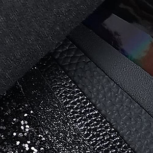 8 Pieces 8x12 Inch Faux Leather Sheets Black Fine Chunky Glitter Metallic Litchi Patent Holographic Embossing Skin Texture Fabric for Bows Earrings Making