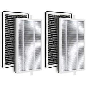 Yweller MA-15 Replacement Filter Compatible with MA-15-W1 MA-15-S1 MA-15R MA-15R-1 MA-15R-2,3-in-1 H13 True HEPA Filters and High-Efficiency Activated Carbon Filter（4 Pack）