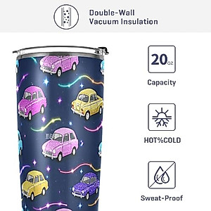 HXshaoye Fake Glitter cartoon car navy blue Stainless Steel cups with lids reusable with Lid and Straw Camping Mug for hot and cold drinks flip straw tumbler botella de agua para gym