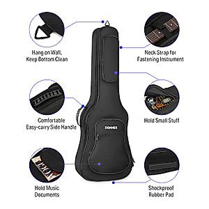 Donner 39 inch Electric Guitar Bag Gig Bag, 0.4 Inch Padded Sponge 600D Ripstop Waterproof Nylon Dustproof Soft Electric Guitar Case Adjustable Strap Black