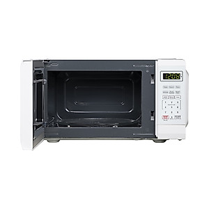 Farberware Countertop Microwave 700 Watts, 0.7 cu ft - Microwave Oven With LED Lighting and Child Lock - Perfect for Apartments and Dorms - Easy Clean Grey Interior, White