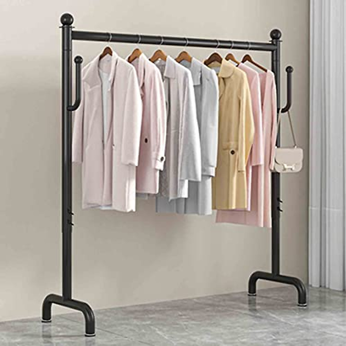 Black Industrial Metal Pipe Clothing Rack,Garment Rack for Retail Display Hanging Clothes,Hallway Entryway Free Standing, Modern Simple Heavy Duty Coat Shelf(Size:120x150cm)