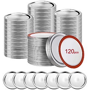 120 PCS Canning Lids,Mason Jar Regular Mouth Canning Lids,Premium Metal Lid Split-Type with Airtight Seal and Leak proof,Use for Home Canning & Food Storage (Silver, 120)