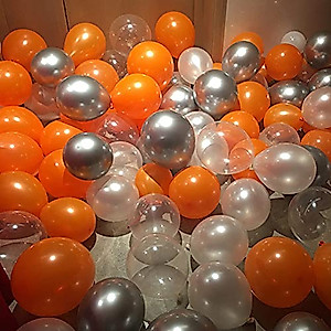 100 Pack Orange Balloons 12 Inch Round Helium Pearl Balloons for Wedding Birthday Christmas Halloween Party Decoration (Orange)