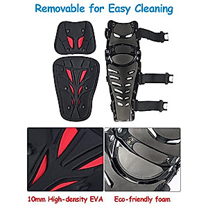 RIDBIKER Motorcycle Knee Shin Guards, Long Leg Protection Crash Proof Motorcycle Knee Protection Bendable Adjustable MTB Knee Pads for Men Motocross Gear Mountain Biking (Upgrade, Red)