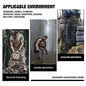 Mardingtop 50 Liter Internal Frame Backpack with Rain Cover for Military Camping Hiking Traveling Black-M5973