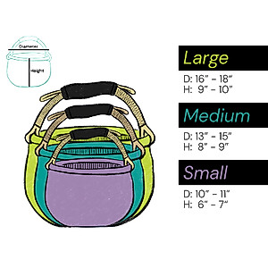 Bolga Zaare Market Basket, Handmade in Ghana Africa by Women Artisans (Colorful, Large) (16"-18" Diameter x 9"-10" H) (1 basket)