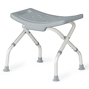 Medline Folding Shower Chair Without Back, Bath Chair Supports up to 250 lbs, Gray
