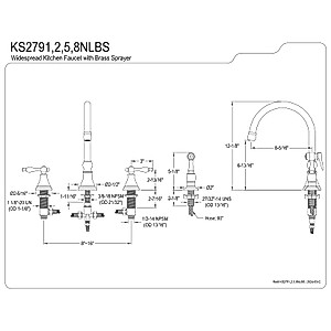 Kingston Brass KS2795NLBS Naples Deck Mount Kitchen Faucet with Brass Sprayer, 8-1/4-Inch, Oil Rubbed Bronze
