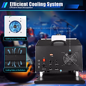 1500W Low Lying Smoke Fog Machine DJ Stage Remote Fogger Dry Ice Effect DMX512 Floor Smoke Machine for Club Stage Wedding Theater Black