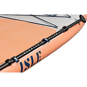 ISLE Pioneer Inflatable Stand Up Paddleboard & iSUP Bundle Accessories & Backpack — Wide Stance, Durable, Lightweight — 285 lbs Capacity (Coral Pink, 10'6" x 34" x 6")