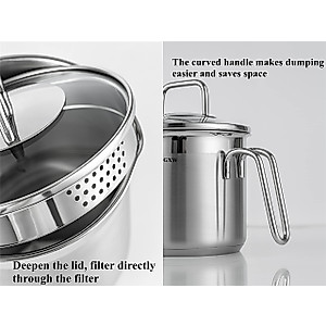 KANGXW Stainless Steel Milk Pot, 1.5 Quart Pan, With Pour Spout and Filter Glass Lid Induction Milk Pots, Sauce, Gravy, Pasta Stock Pot (1.5qt)