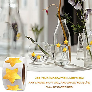 BLMHTWO 500pcs 1 Inch Star Stickers Gold Star Stickers Gold Stickers Foil Holographic Self-Adhesive Star Stickers for Kids Reward Behavior Chart Student Planner Classroom Teacher Supplies