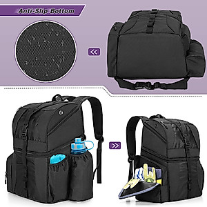 DSLEAF Bowling Backpack and Separate Ball Bag Combo, Bowling Ball Bag with Wooden Ball Holder and Shoe Compartment Hold A Pair of Shoes US Mens 16 and Multi-Pockets for Accessories (Patent Design)