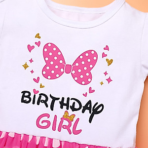 Mini Dress Baby Girls Polka Dots Tutu+Headband Outfit Princess Dress Up Costume Kids Toddler Christmas Halloween Carnival Birthday Party Clothes Photo Shoot White+Hot Pink-birthday 5 Years