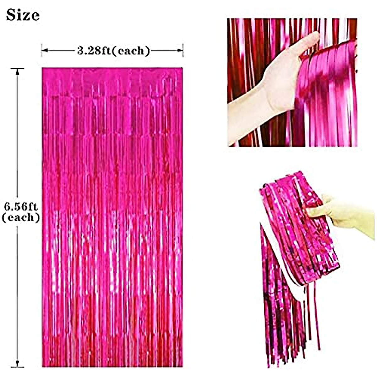 TIK Tok Birthday Decorations TIK TOK Party Photo Backdrop, TIK Tok Party Decorations Fuchsia Black Teal Foil Curtains for TIK Tok Party